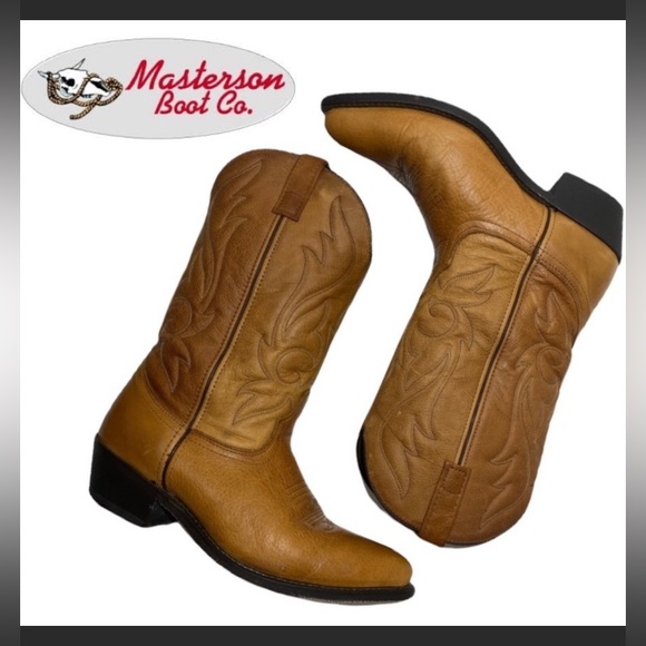 Masterson | Shoes | Leather Western Boots Genuine Leather Cowboy Boots ...